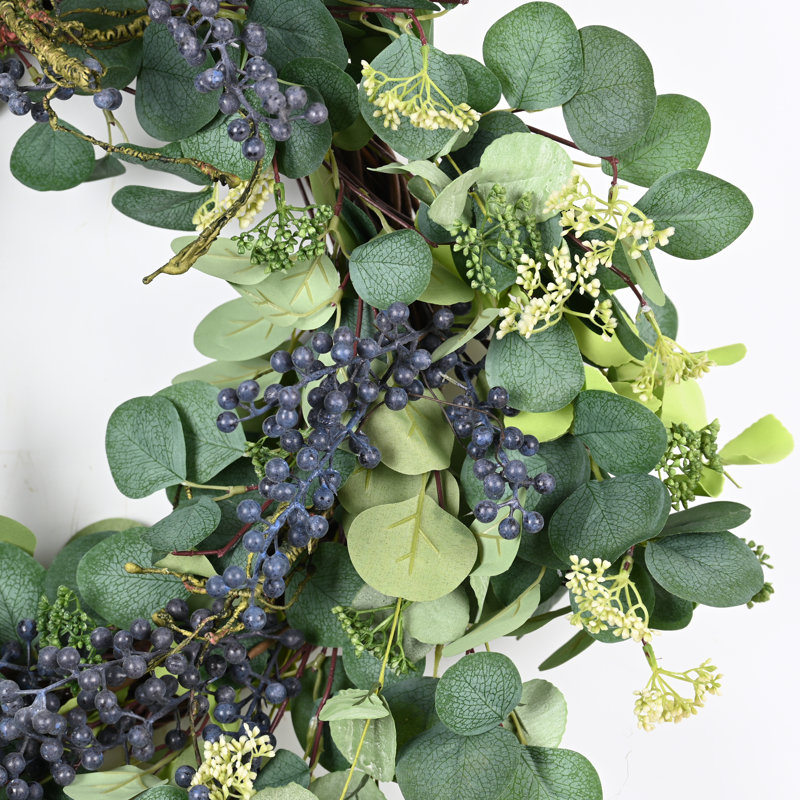 Primrue 24" Spring Eucalyptus Berry Front Door Wreath & Reviews | Wayfair